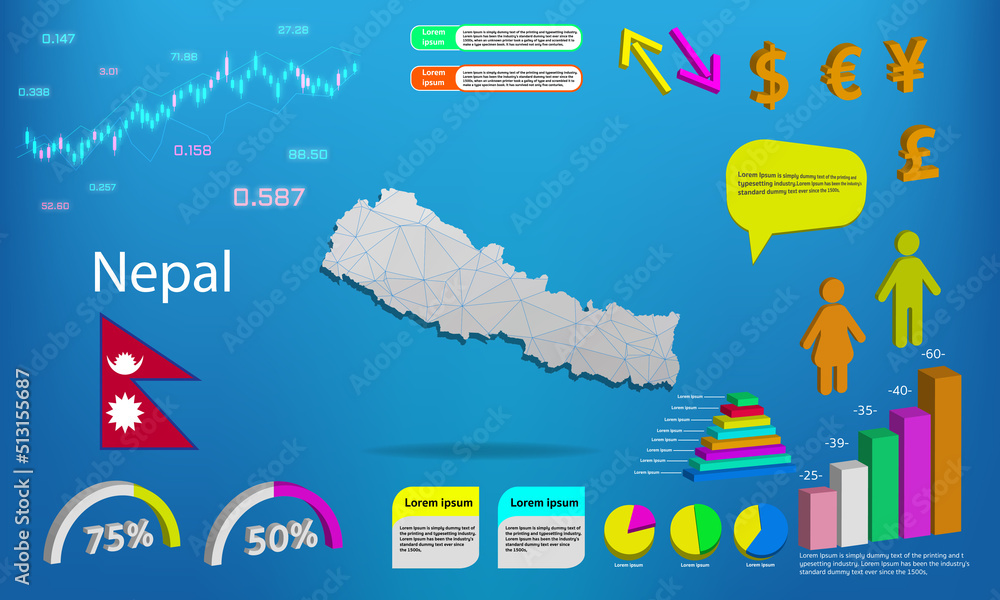 nepal map info graphics - charts, symbols, elements and icons ...