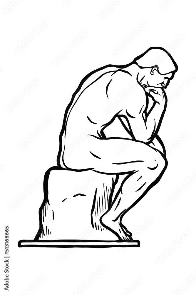 Vector de Stock The Thinker statue Vector hand drawing | Adobe Stock
