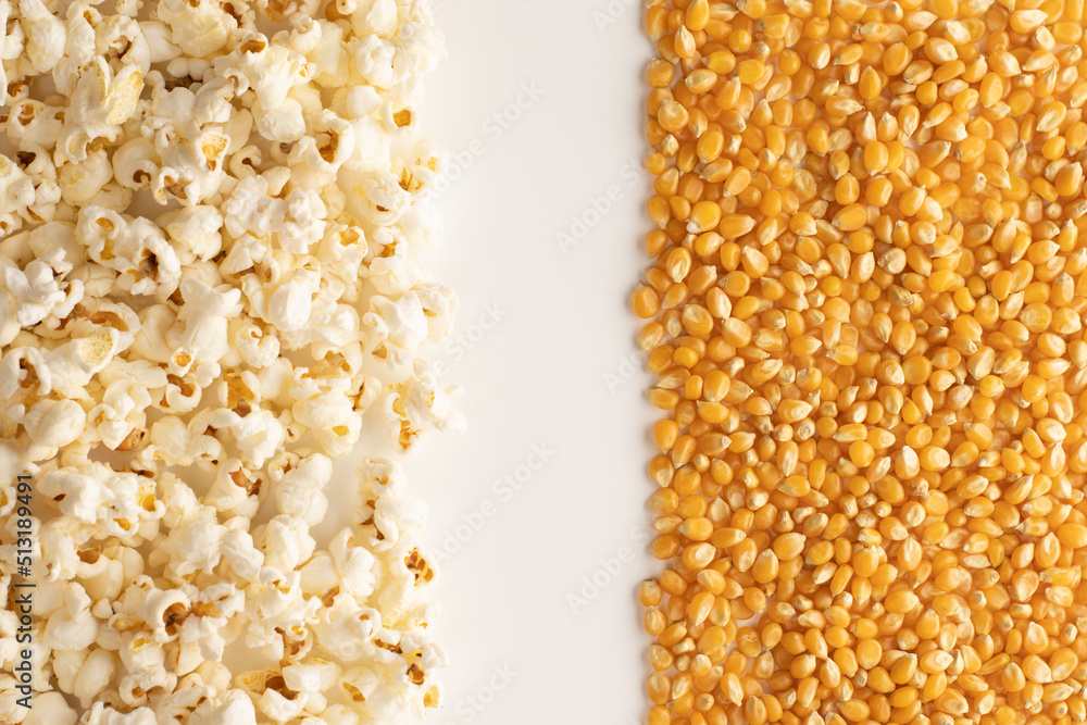 you see popcorn on one side and seeds on the other side with a vertical ...