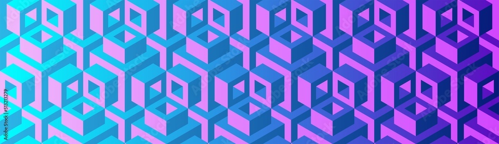 Seamless vector 3D pattern with cubes. Optical illusions. Gradient ...