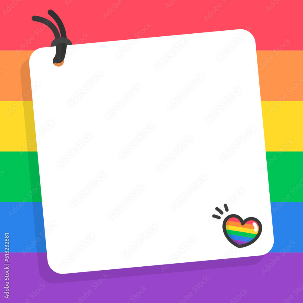 border frame template for pride month kawaii doodle cartoon vector ...