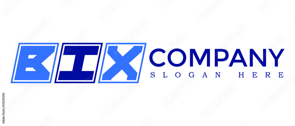 BIX three Letter Rounded rectangle boxes shape element symbol digital ...