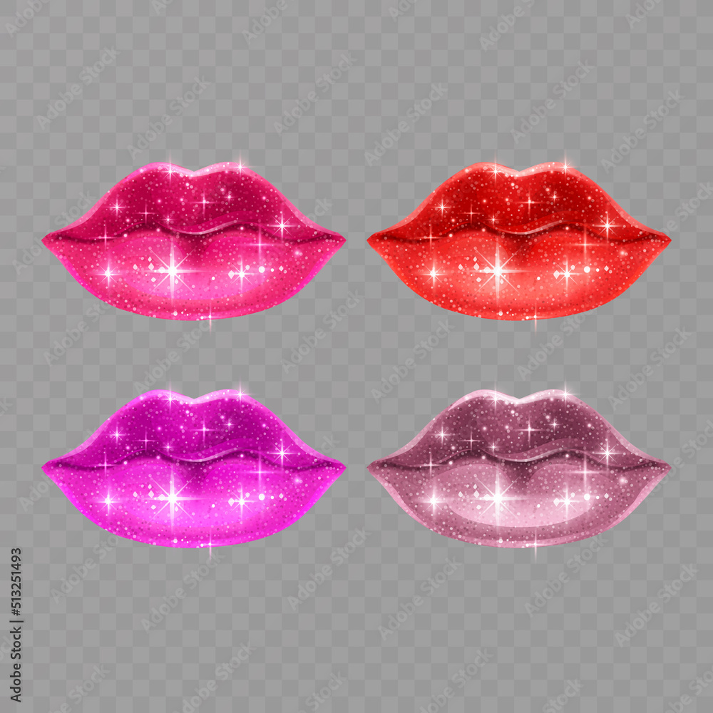 Beautiful voluminous lips on a transparent background, pink lips with a ...