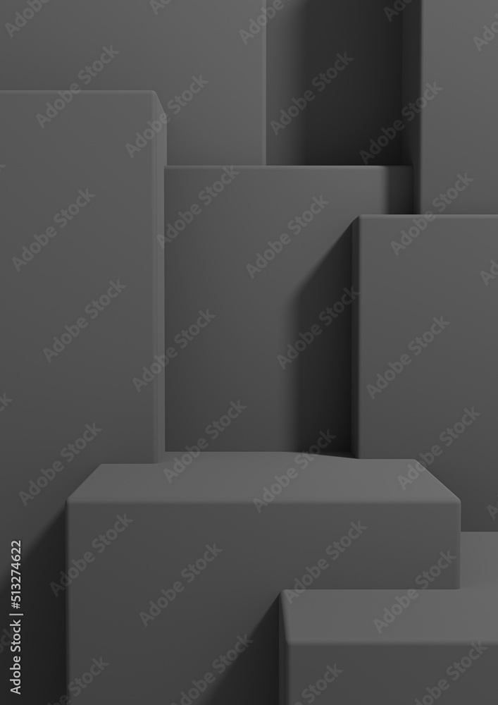 Ilustración de Stock Dark graphite gray, black and white 3D rendering product display wallpaper ...