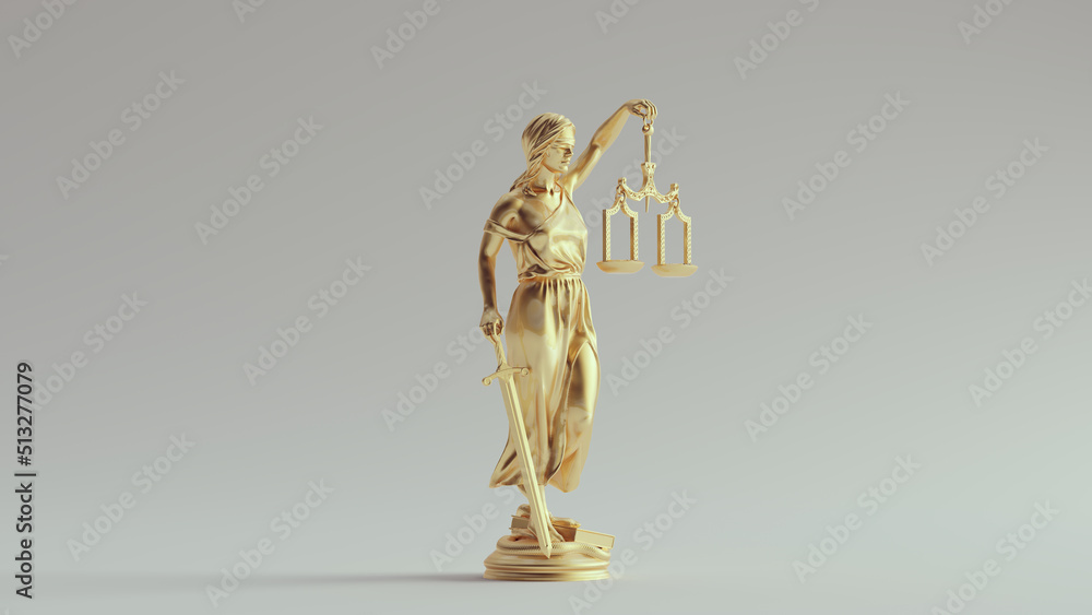 Gold Lady Justice Statue with Scales the Personification of the ...