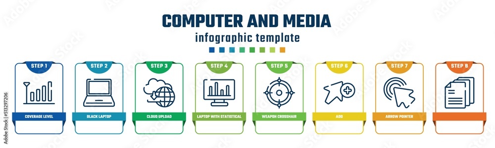 computer and media concept infographic design template. included ...