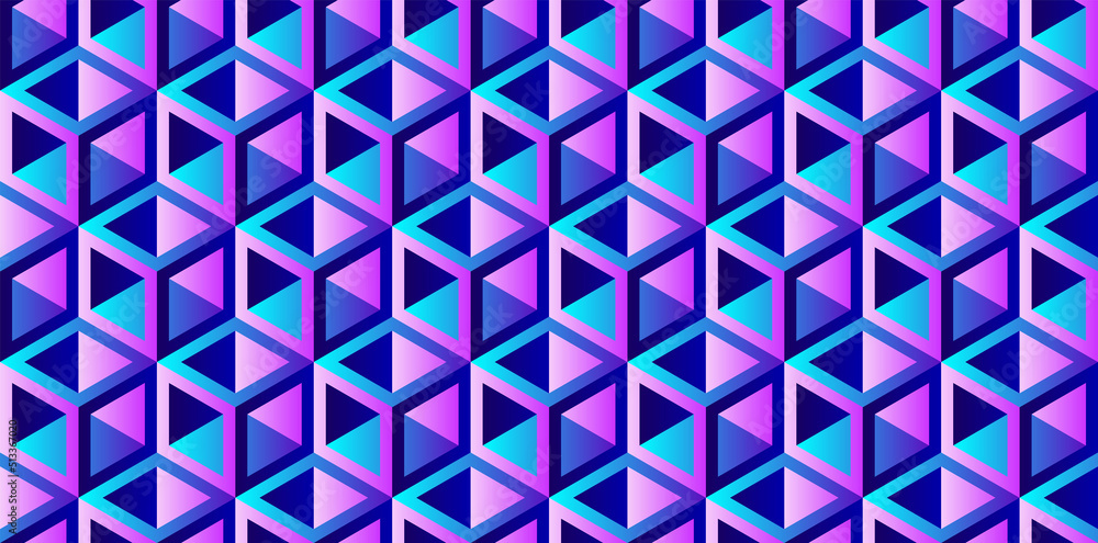 Seamless vector 3D pattern with cubes. Optical illusions. Gradient ...