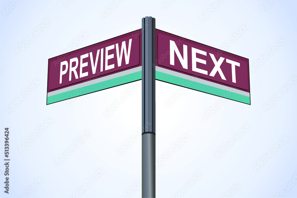 Conceptual Signpost for Process Navigation, Labeled "PREVIEW" and "NEXT ...