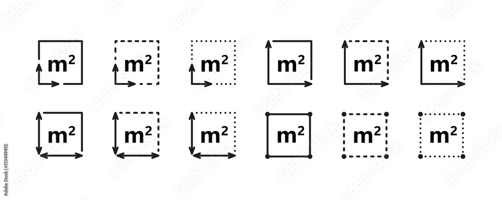 Square Meter icon. M2 sign. Flat area in square metres . Measuring land ...