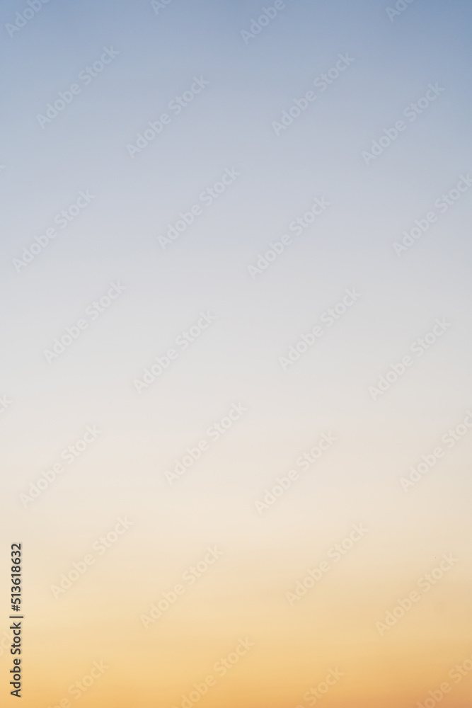 Sunset, sunrise gradual color of sky. Smooth orange blue gradient of ...