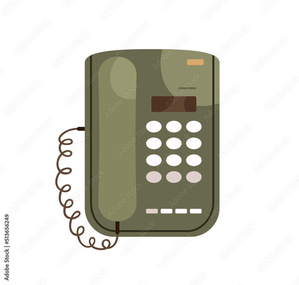 Retro touch tone, push button telephone with keypad. 90s phone with ...