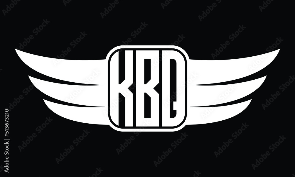 KBQ three Letter Wings Flying Initial wing symbol minimalist creative ...