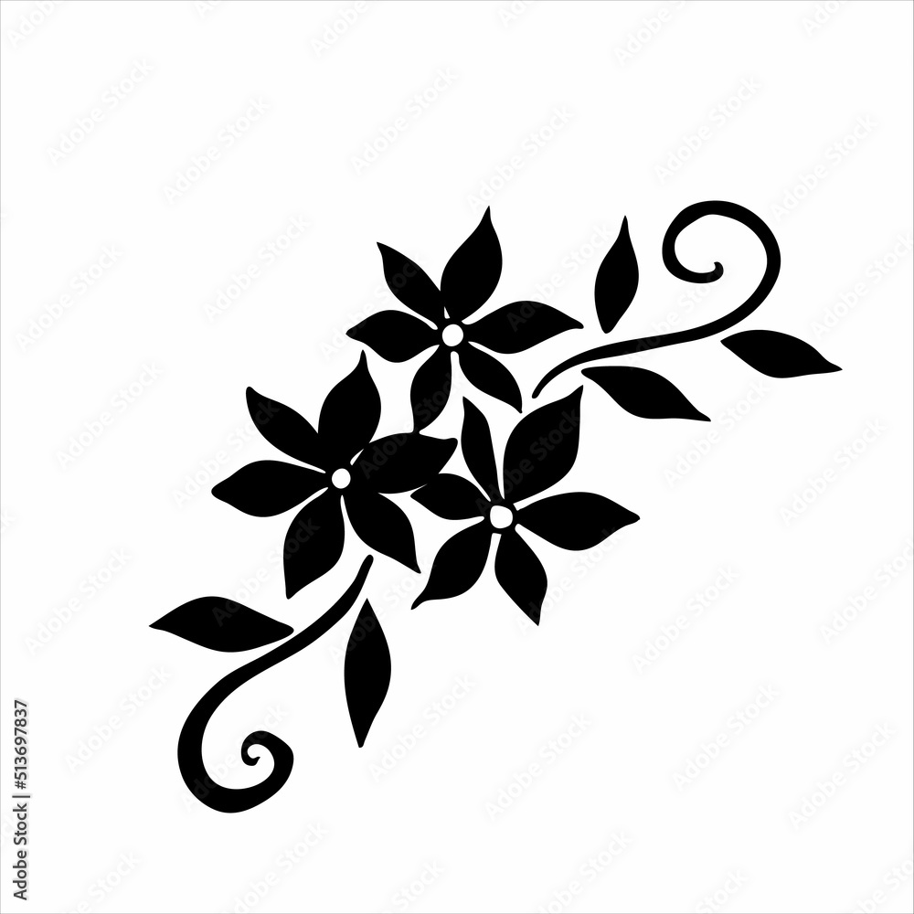 Hand drawn flower silhouette arrangement Stock Vector | Adobe Stock