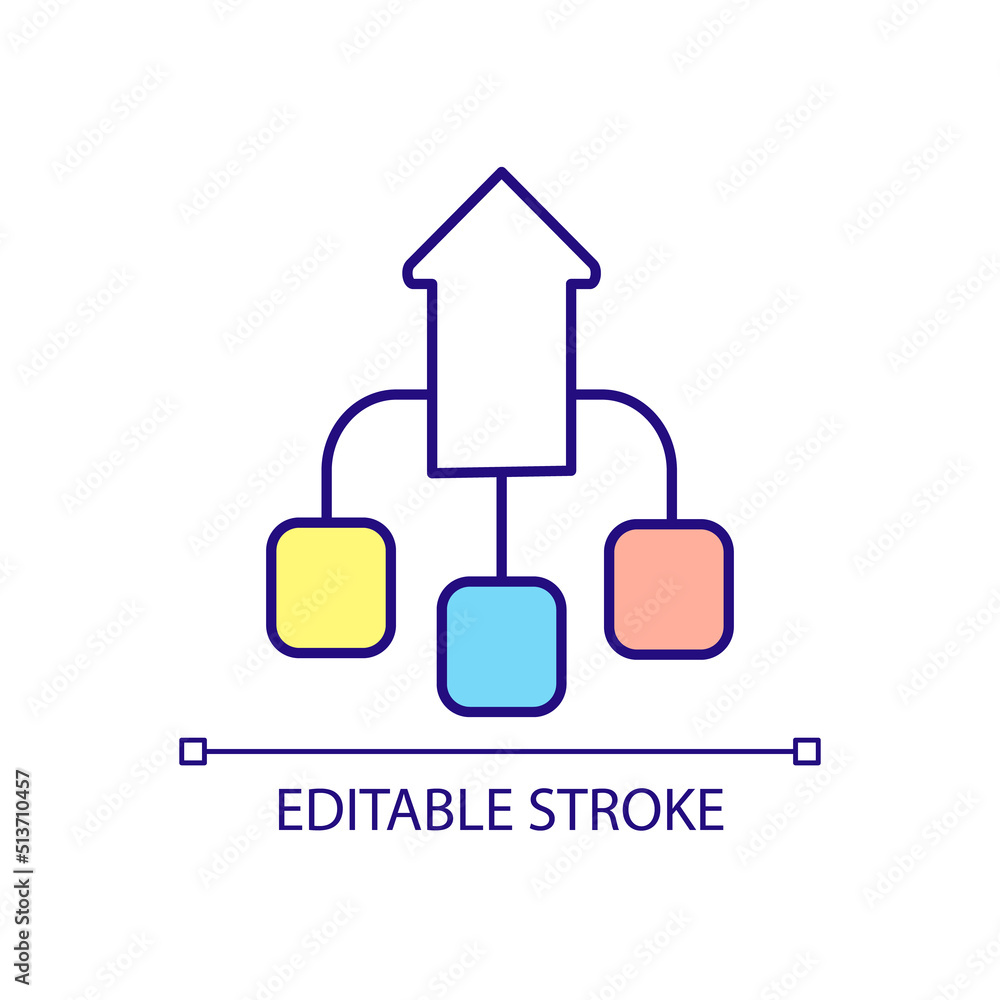 Elements combine in one RGB color icon. Organization and structure of ...