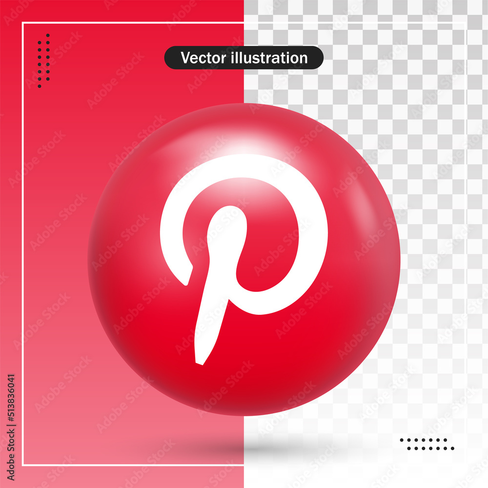 3d pinterest logo, pinterest icon, pinterest circle button modern 3d ...
