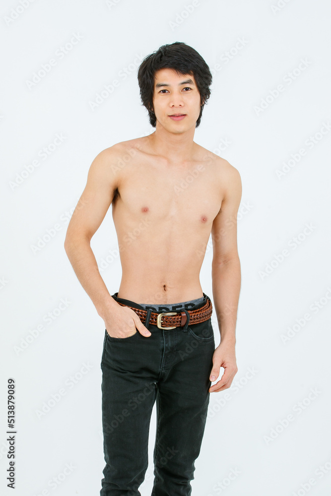 Portrait isolated cutout studio shot of Asian young handsome confident ...