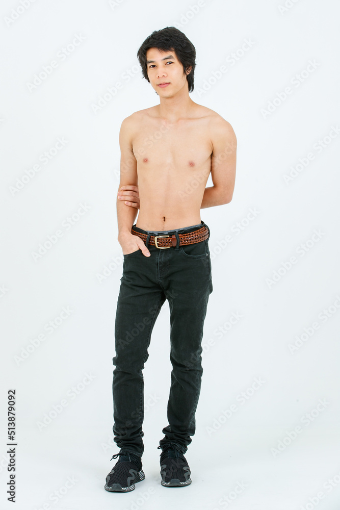 Portrait isolated cutout studio shot of Asian young handsome confident ...
