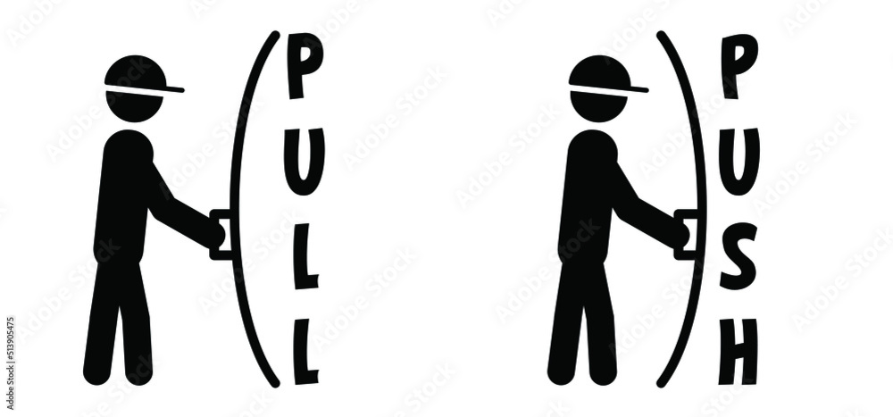 Vector de Stock Push and pull door to open and exit icon or symbol ...