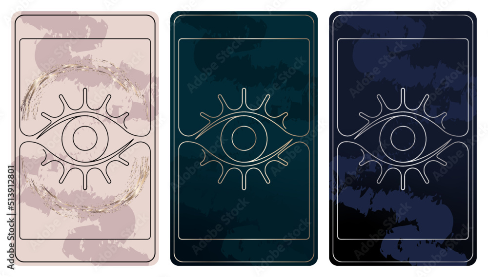 Vector de Stock The reverse side of one line drawing tarot cards ...
