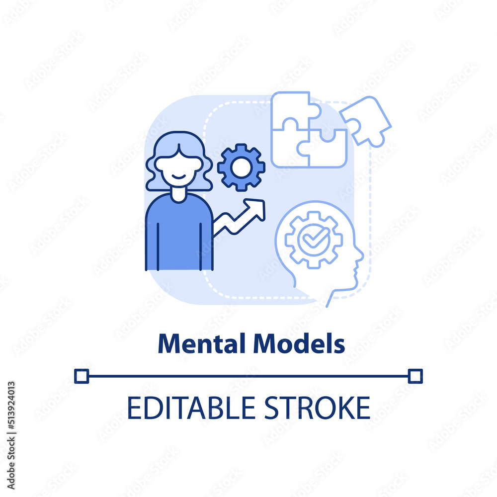 Mental models light blue concept icon. Basic life skill abstract idea ...