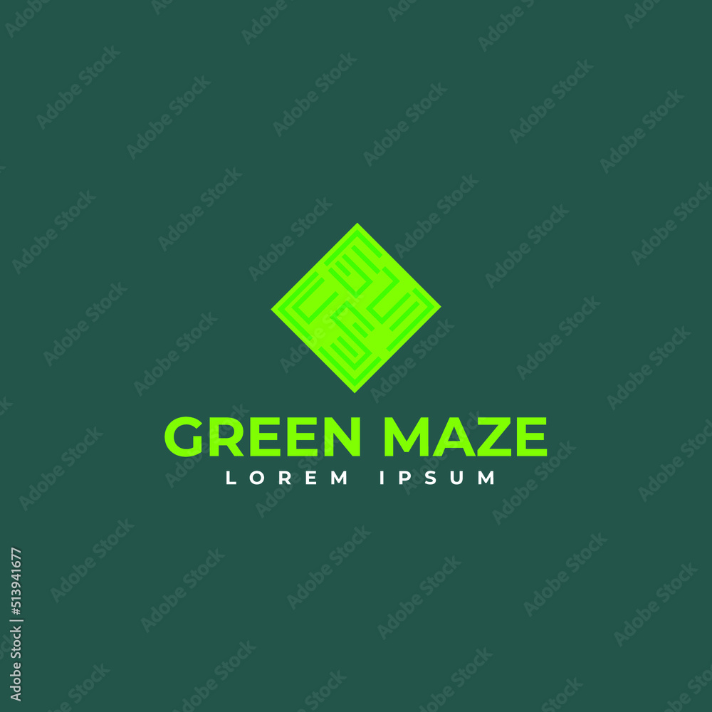 green maze logo template Stock Vector | Adobe Stock