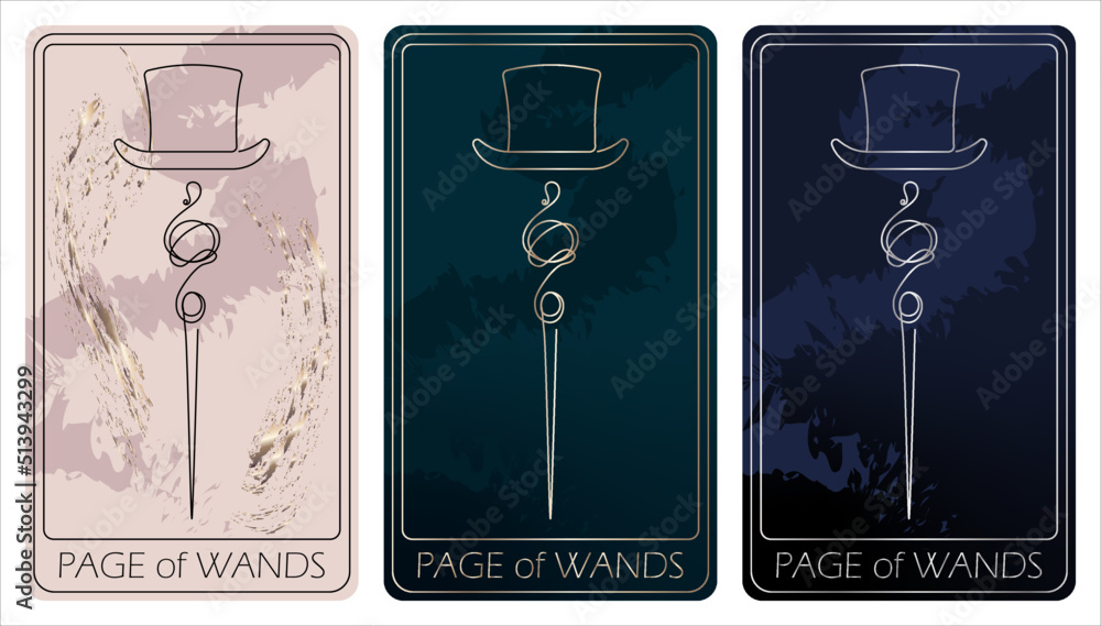 Page of Wands. A card of Minor arcana one line drawing tarot cards ...