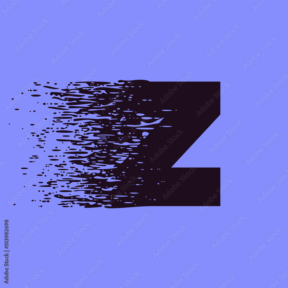 Z letter logo in fast speed style. Dry brush stroke with grunge lines ...