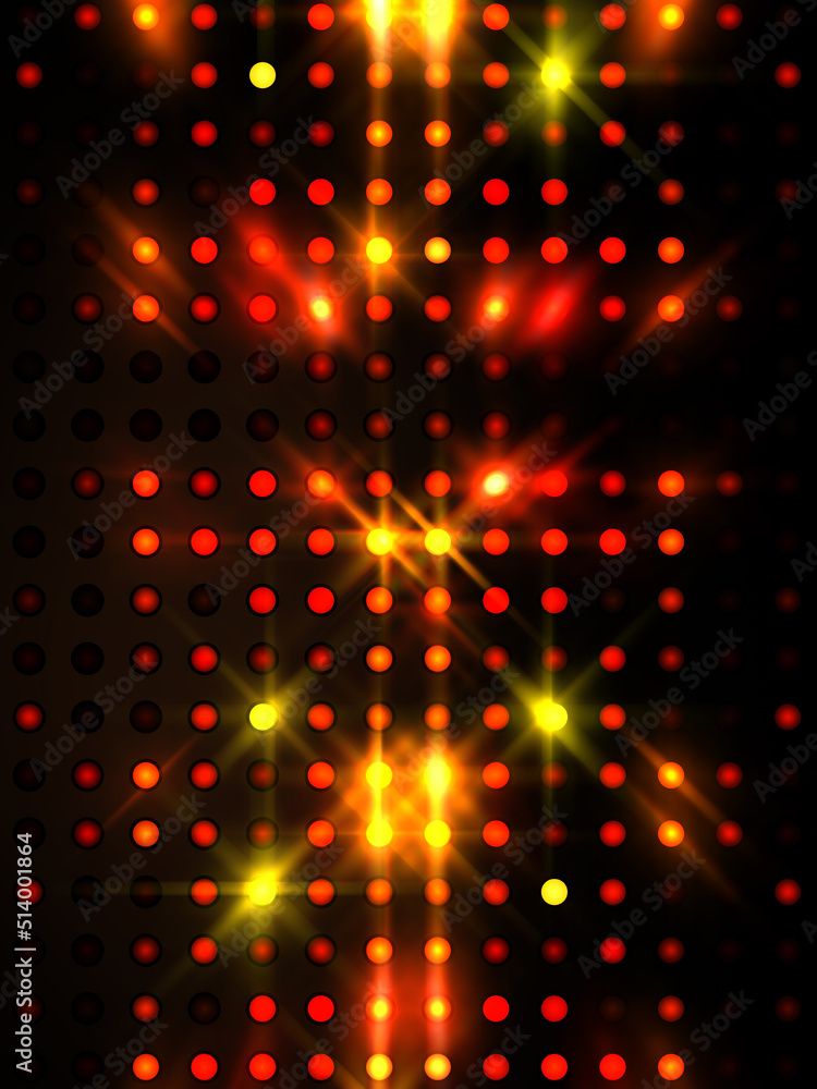 Shining lights party leds on black background. Digital illustration of ...