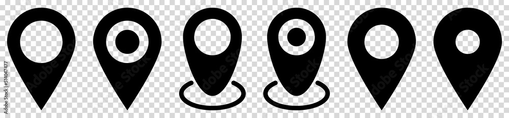 Map pin icons. Location pin sign. Vector illustration isolated on ...