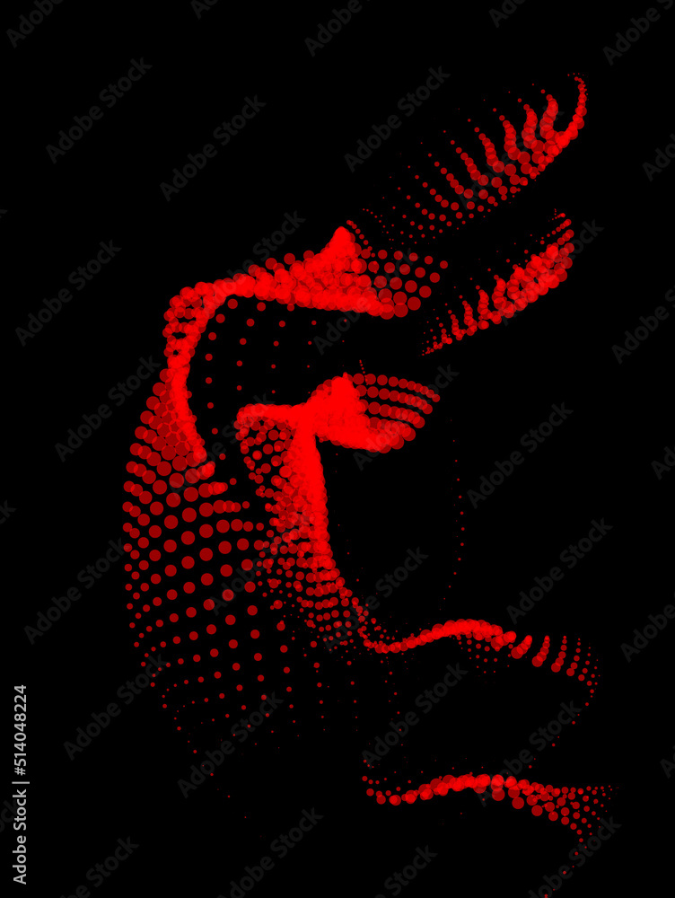 3d dynamic node of big data dots science. Wave infinity sinusoid line ...