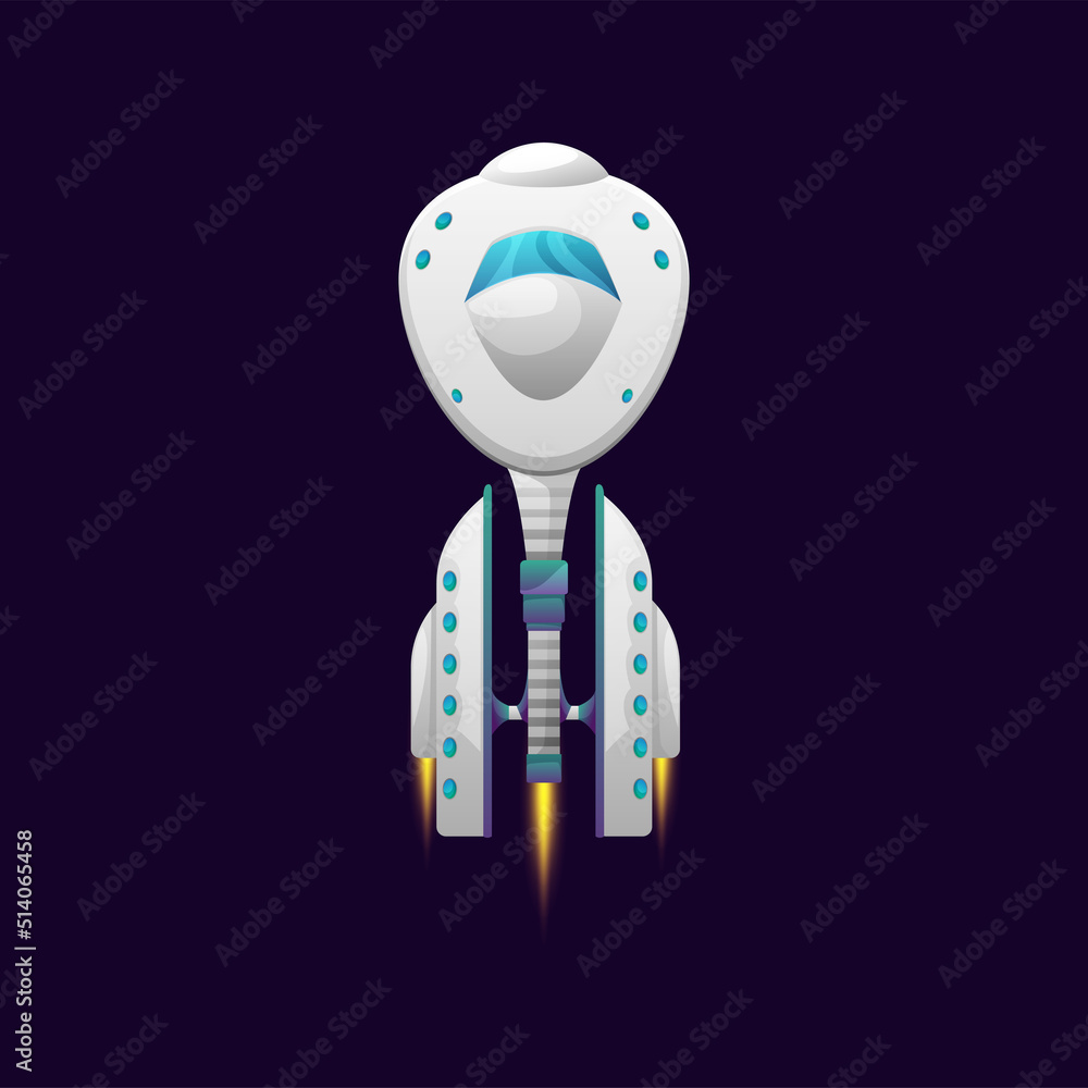 Cartoon starship futuristic vehicle with astronauts isolated cartoon ...