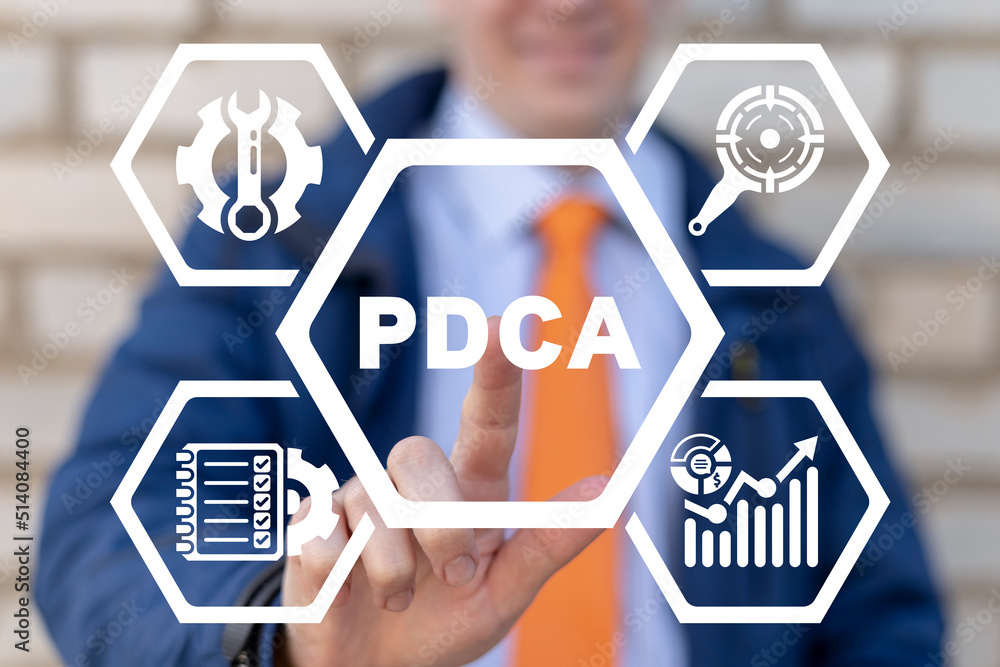Foto de Stock Concept of PDCA Plan Do Check Action. Business decision ...