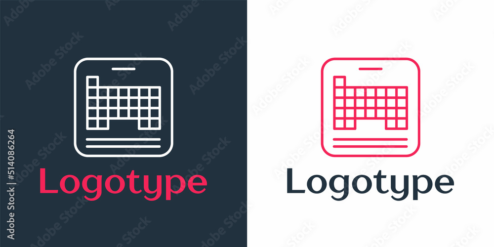 Logotype line Periodic table of the elements icon isolated on white ...