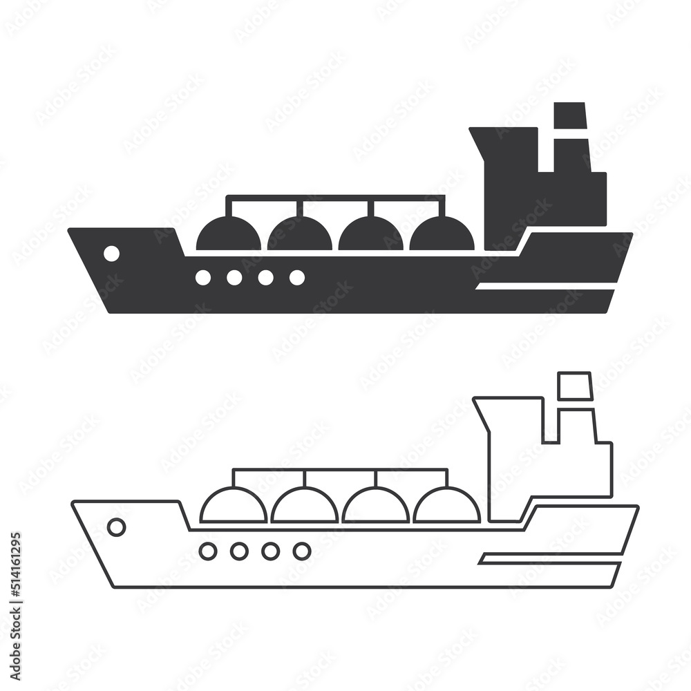 Tanker ship liquified gas transportation icon collection - Lng carrier ...