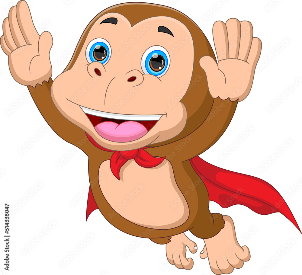 cartoon cute monkey wearing superhero costume Stock Vector | Adobe Stock