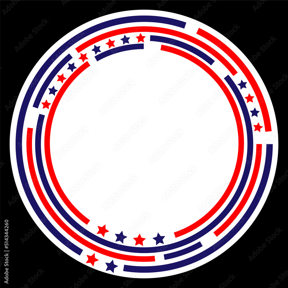 Decorative round frame with American flag symbols for banner, border ...