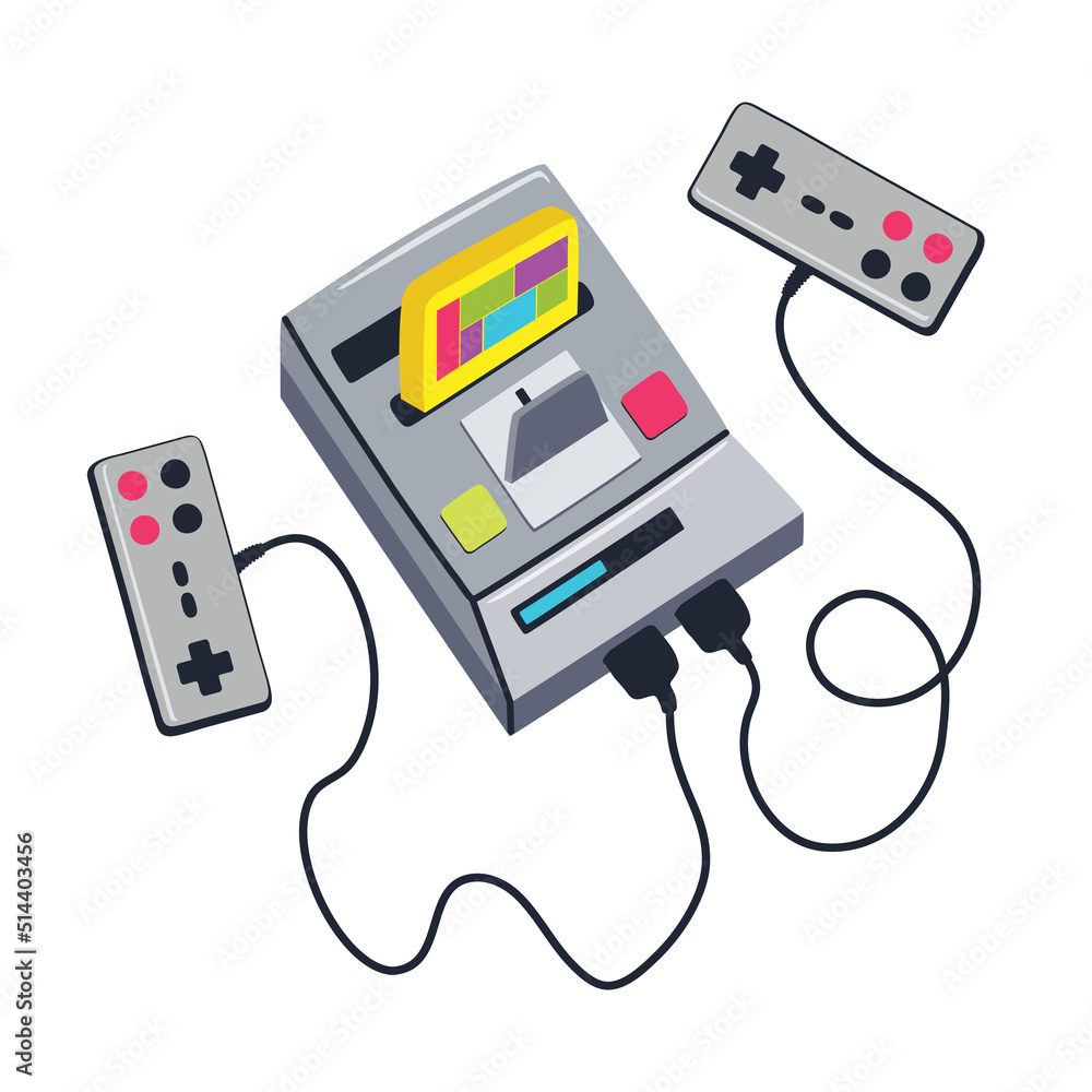 Retro game console 90s style. 8 bit video game icon. Oldschool gamer ...