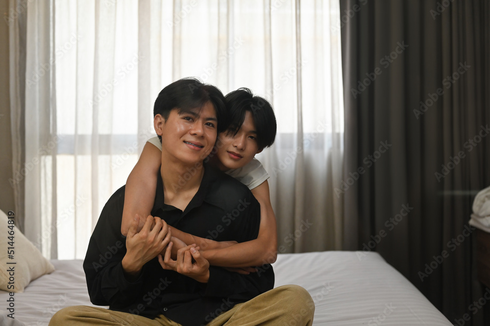 Boyfriends are hugging and embracing each other, Concept of LGBT pride ...