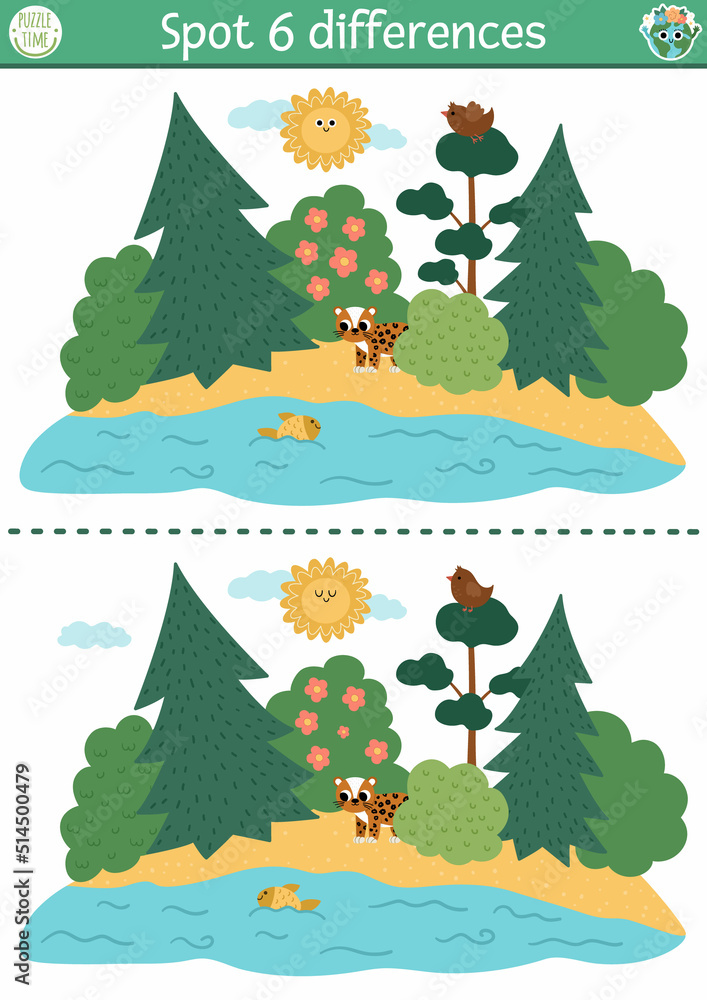 Find differences game for children. Ecological educational activity ...