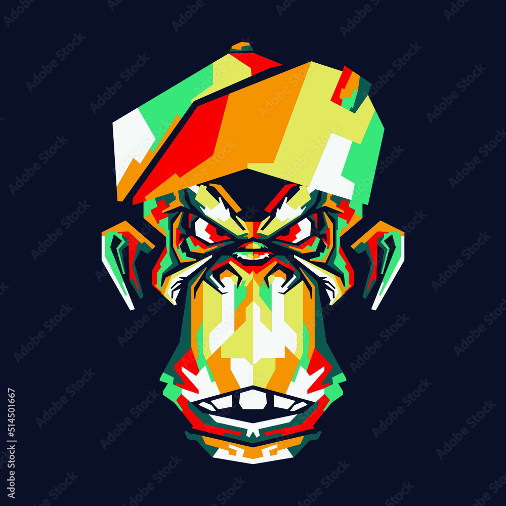 wpap Monkey Face pop art style vector design の Stock ベクター | Adobe Stock