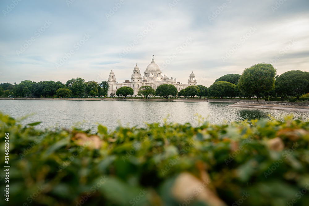 Victoria Memorial Kolkata at sunset with vibrant moody sky in the ...