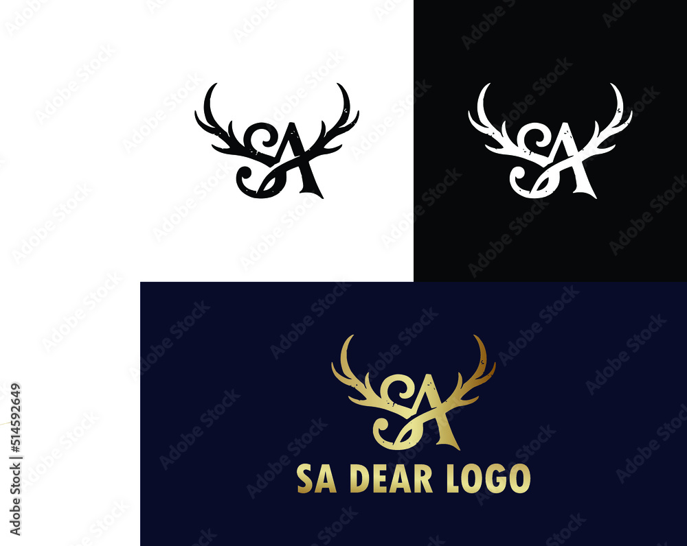 SA hunting logo or AS modern logo, icon, letter, initials, and monogram ...