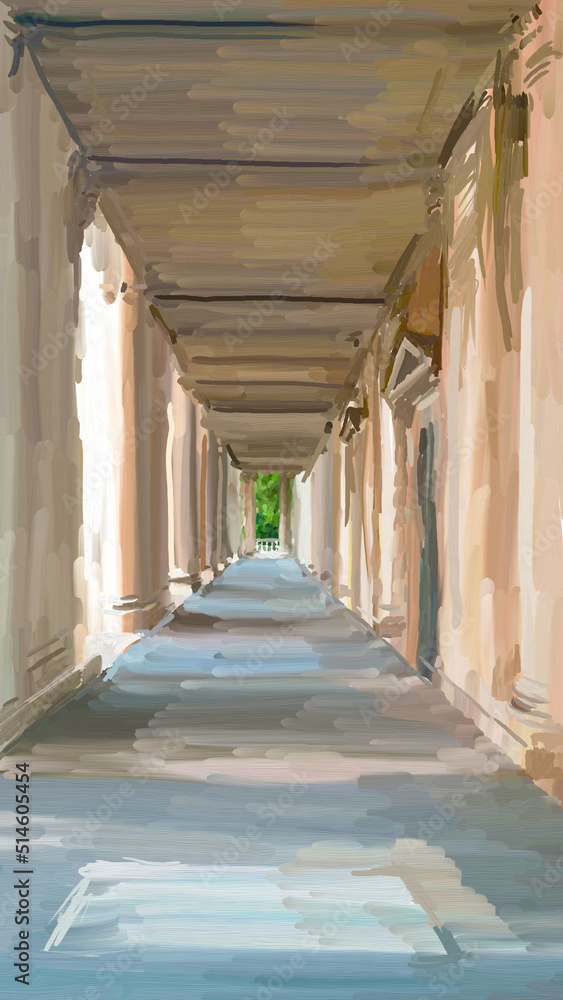 Oil painting Rome, Italy. Capitolium Square (Piazza del Campidoglio ...