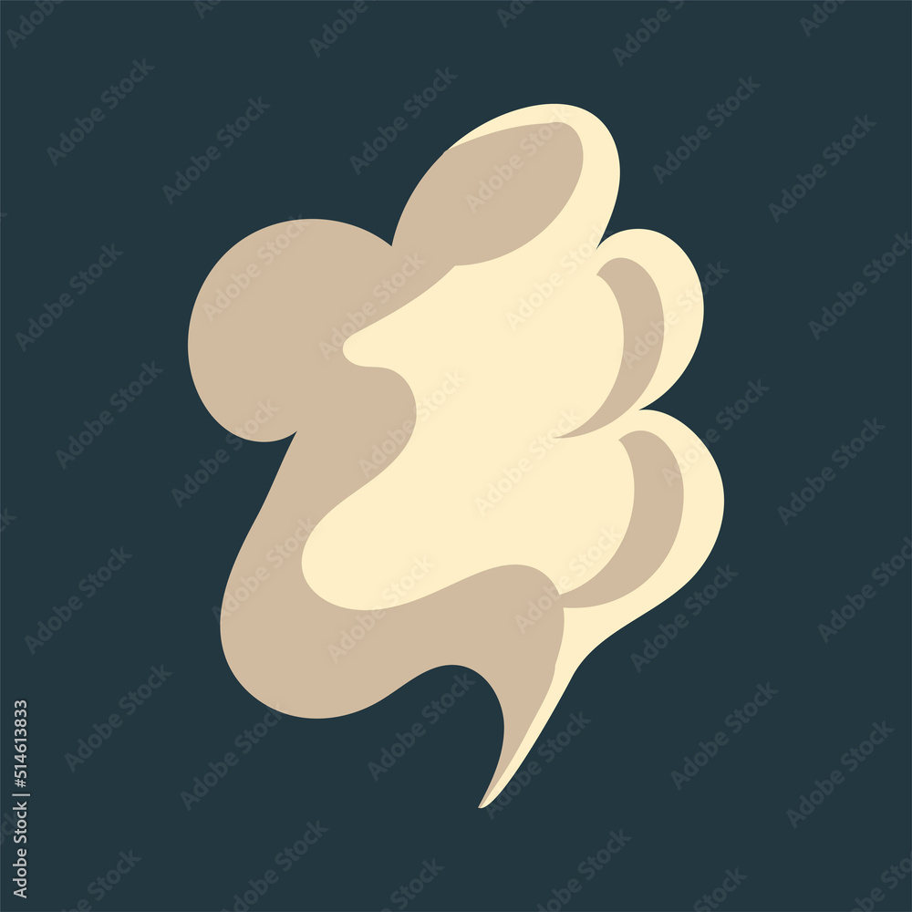 Bubble explode smoke poof and cloud blow effect. Wind with cartoon gray ...