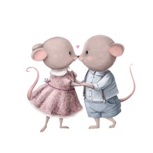 Valentine Mice Couple Art Print Free Stock Photo - Public Domain Pictures