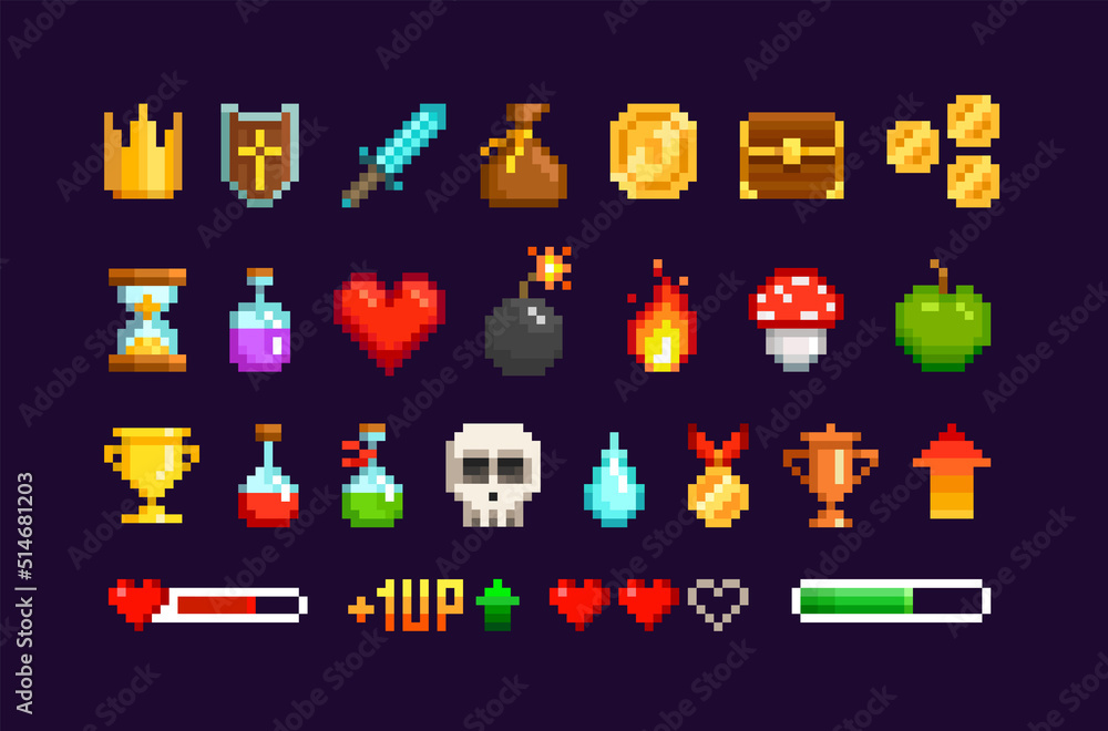 8 Bit Video Game Icons