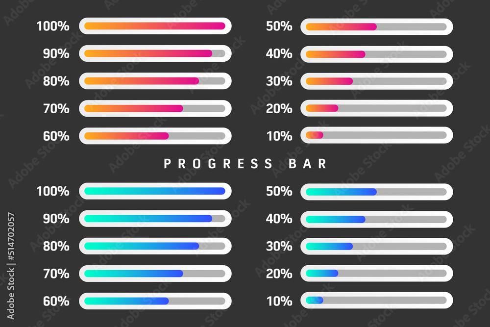 Progress bar. Step process graphic indicator design, app abstract ...