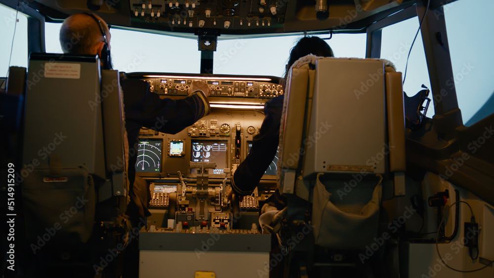 Captain and copilot inserting destination coordinates and fixing ...
