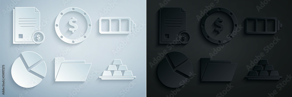 Set Document folder, Battery charge level indicator, Pie chart ...