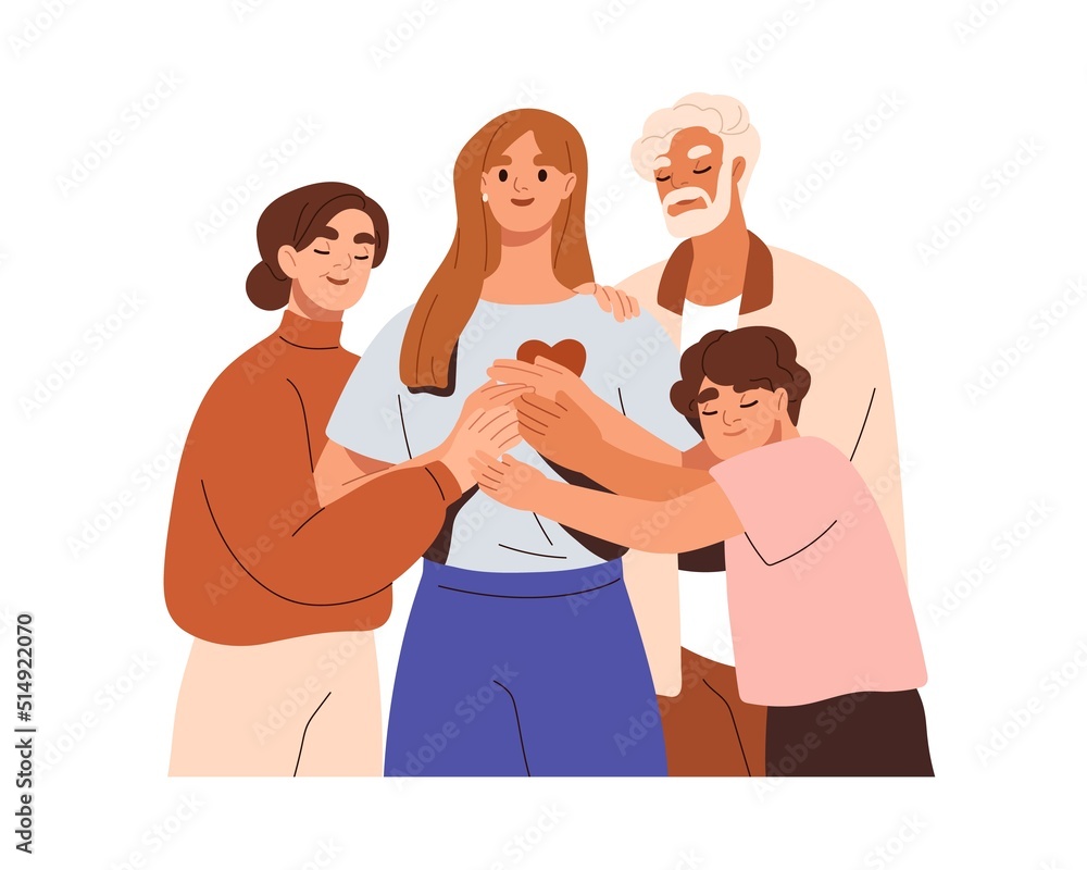 Family support, love, help concept. Happy senior parents, adult ...